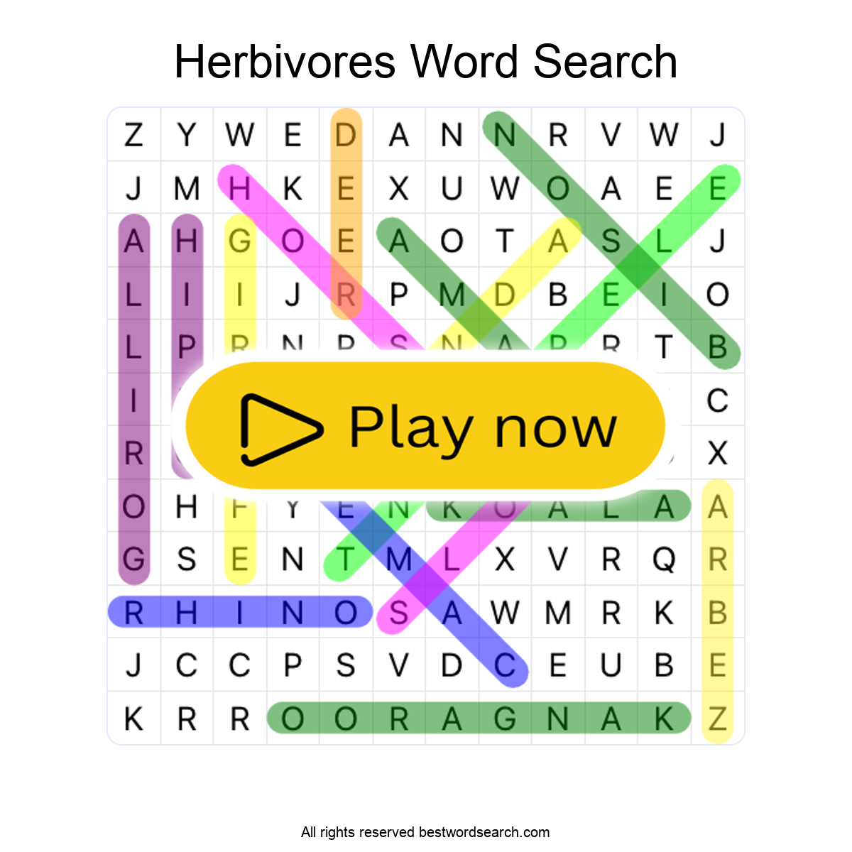 Herbivores | Animals Word Search