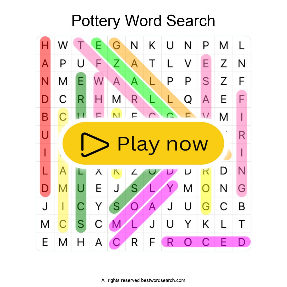 Pottery | Arts and Culture Word Search