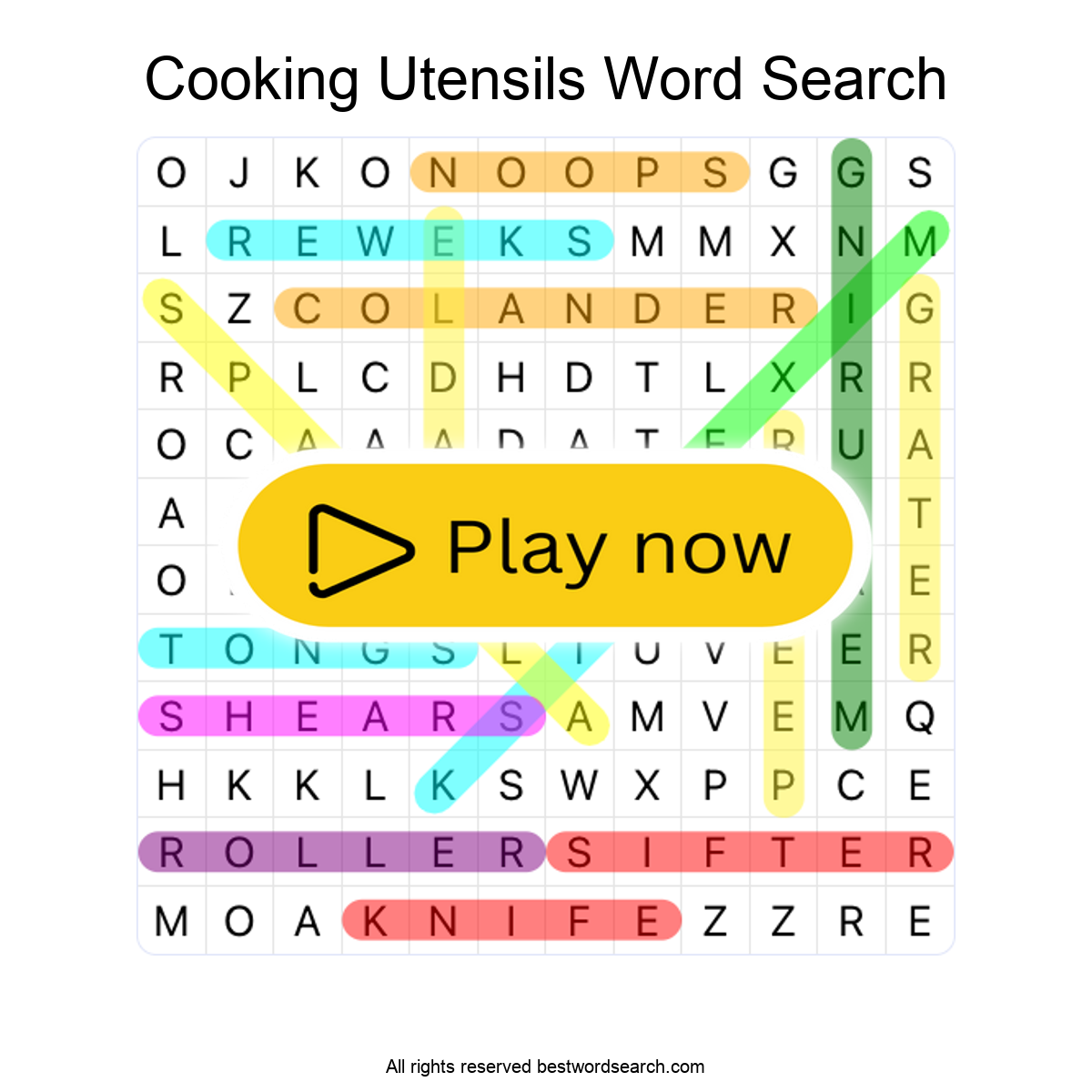 Cooking Utensils | Food and Drink Word Search