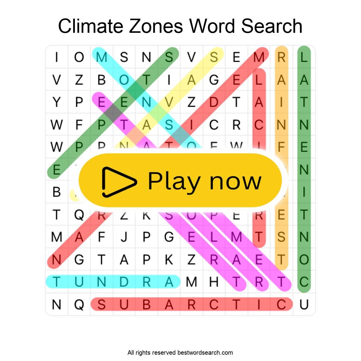 Climate Zones | Geography Word Search