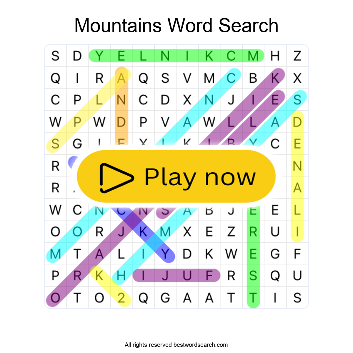 Mountains | Geography Word Search