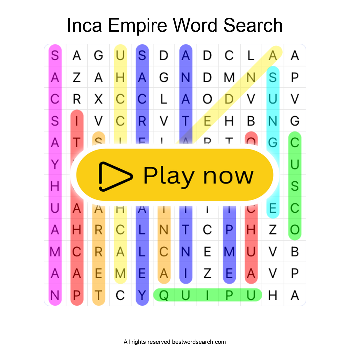 Inca Empire | History Word Search