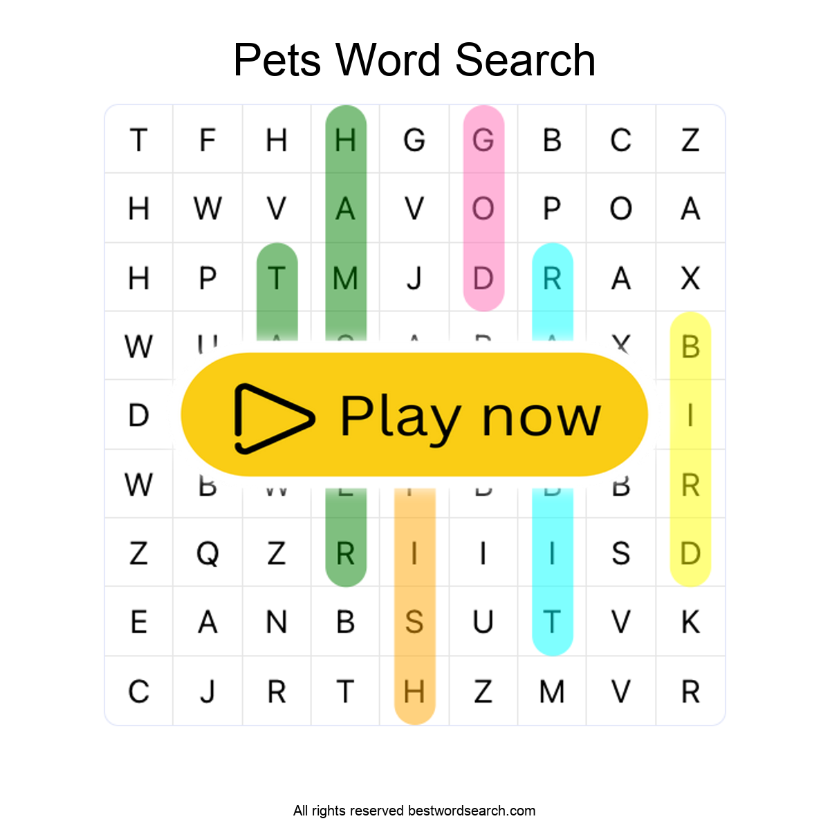 Pets | Kids Word Search