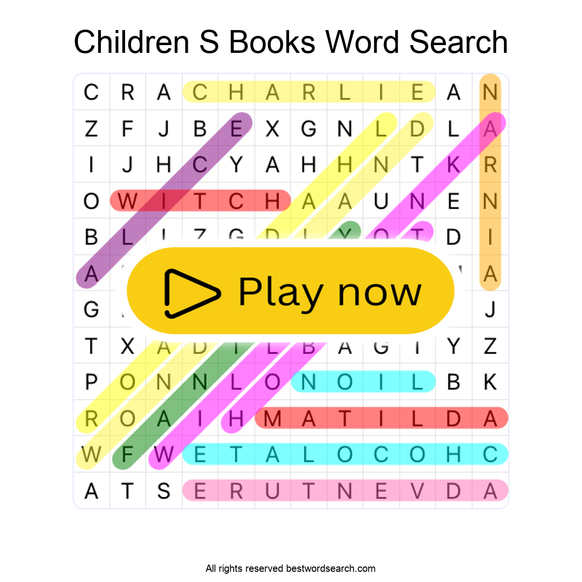 Childrens Books | Literature Word Search