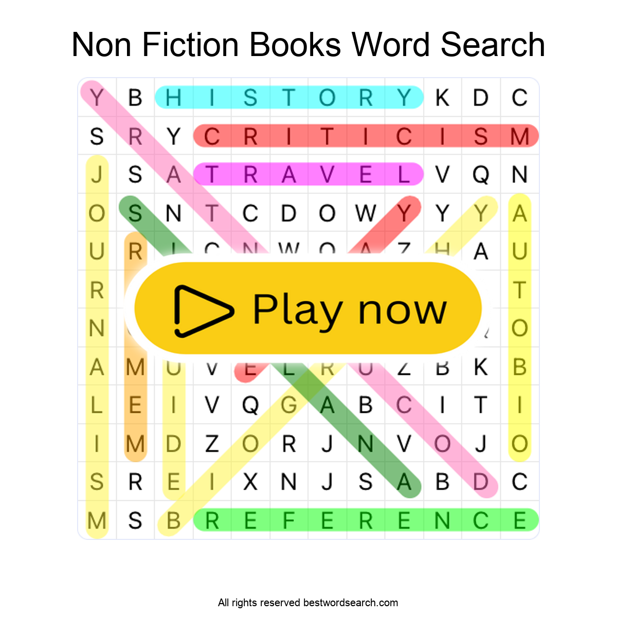 Non Fiction Books | Literature Word Search