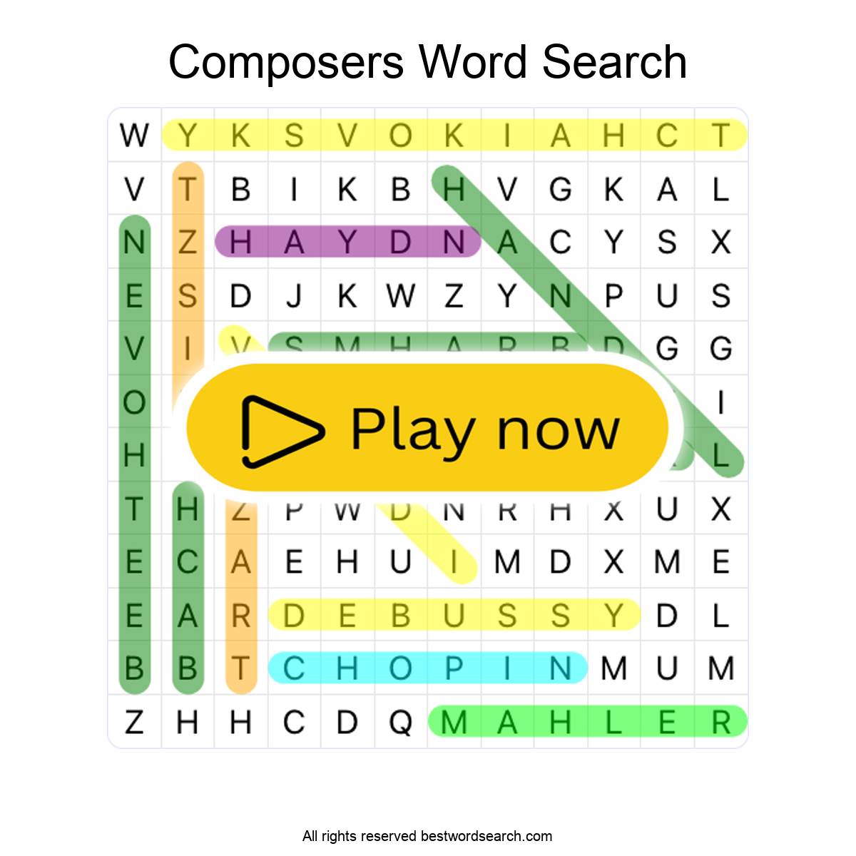 Composers | Music Word Search