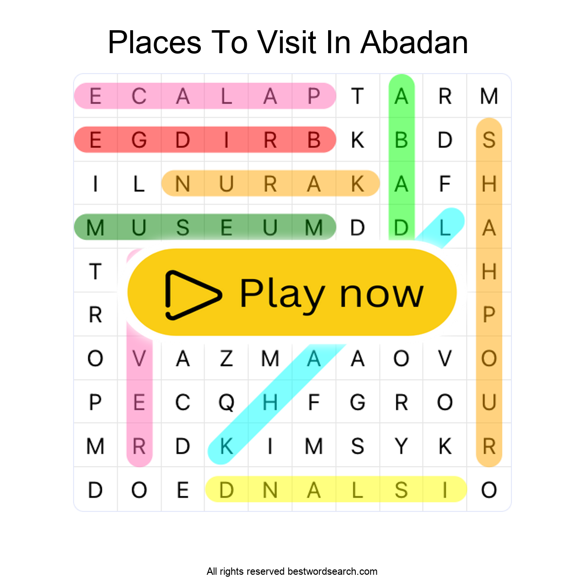 Places to Visit in Abadan | Places to visit Word Search