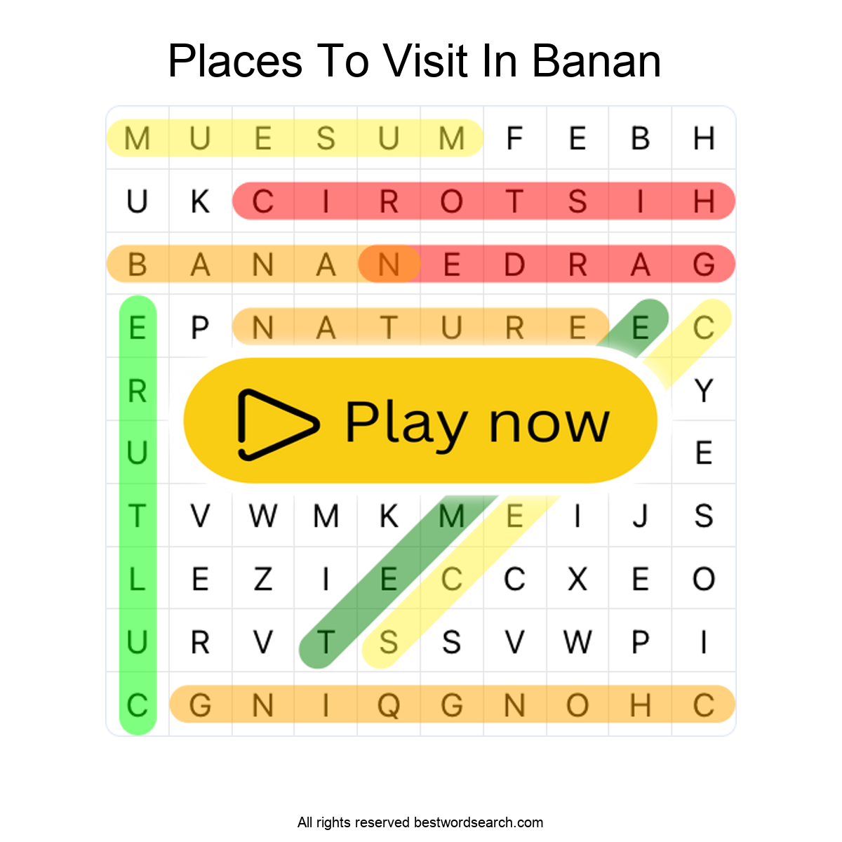 Places to Visit in Banan | Places to visit Word Search