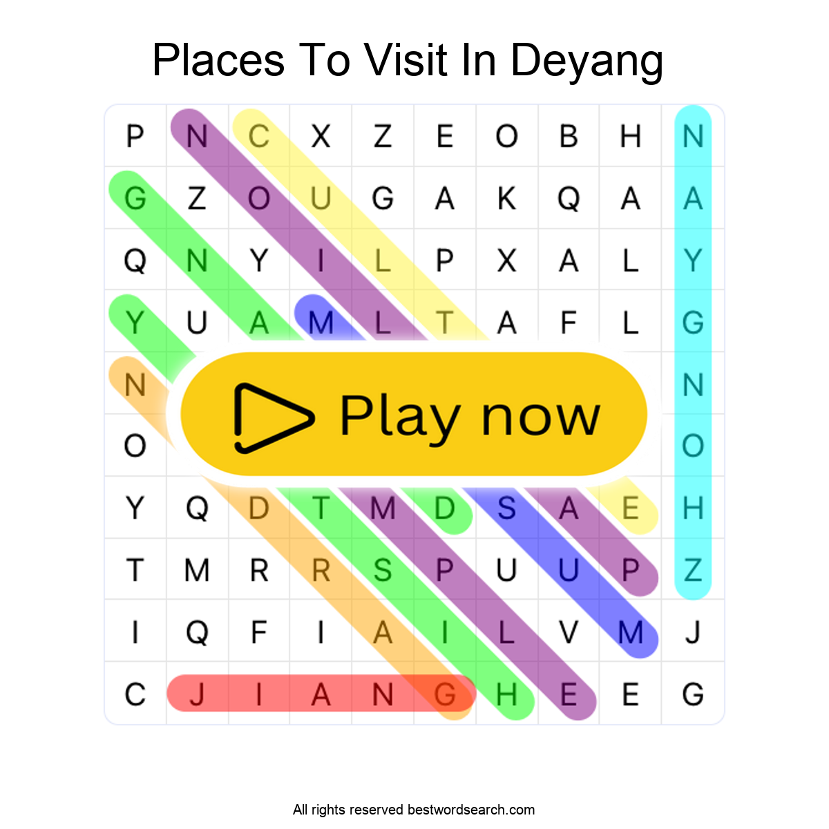 Places to Visit in Deyang | Places to visit Word Search