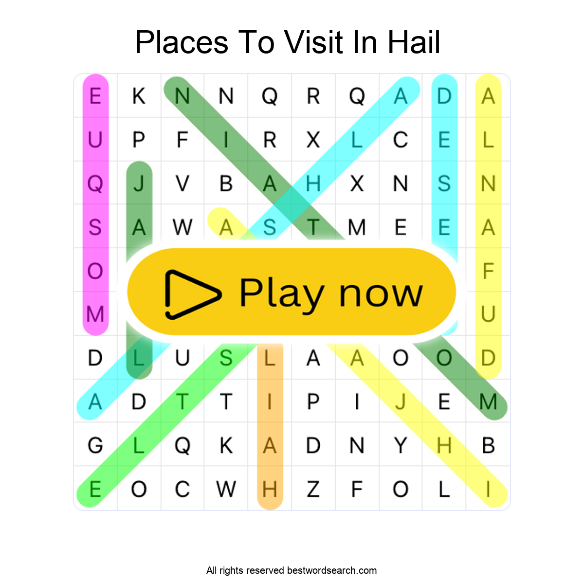 Places to Visit in Hail | Places to visit Word Search
