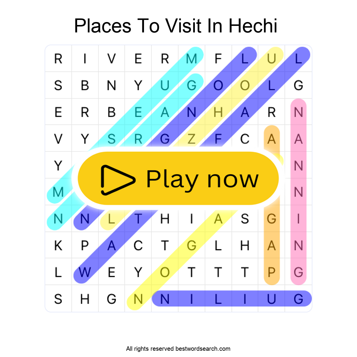 Places to Visit in Hechi | Places to visit Word Search