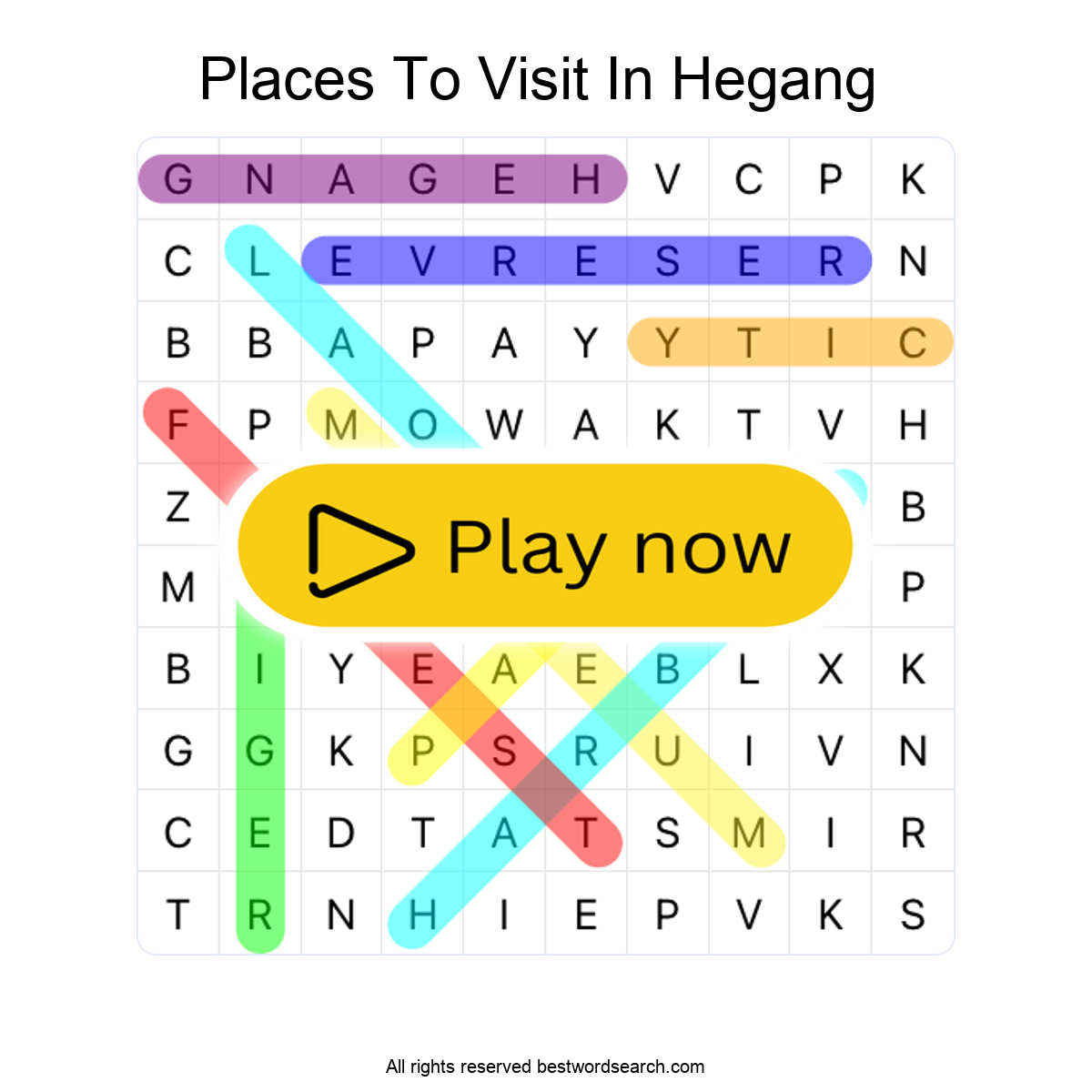 Places to Visit in Hegang | Places to visit Word Search