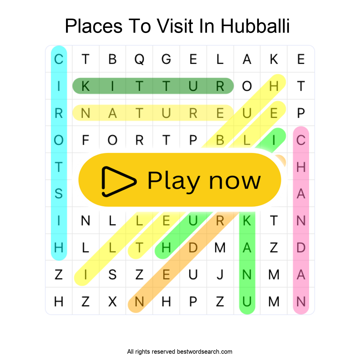 Places to Visit in Hubballi | Places to visit Word Search