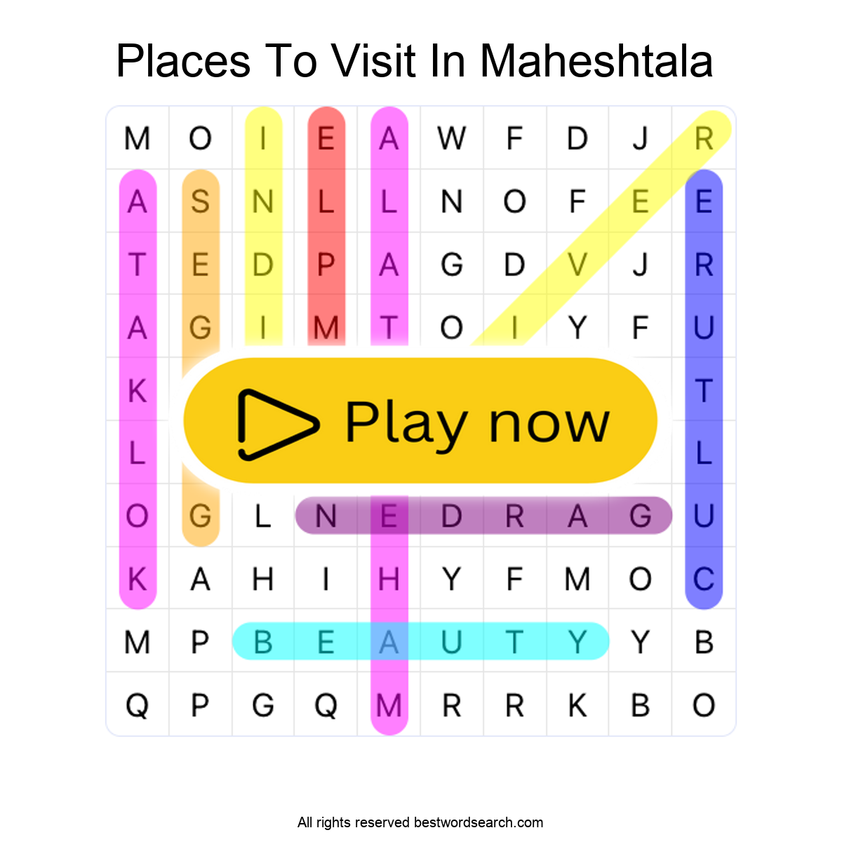 Places to Visit in Maheshtala | Places to visit Word Search
