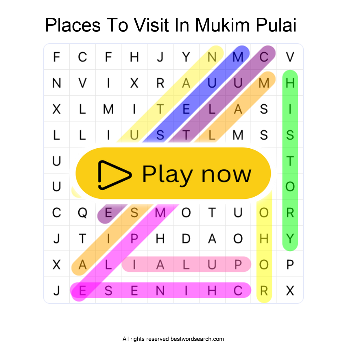 Places to Visit in Mukim Pulai | Places to visit Word Search