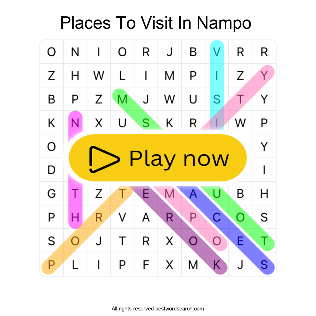 Places to Visit in Nampo | Places to visit Word Search