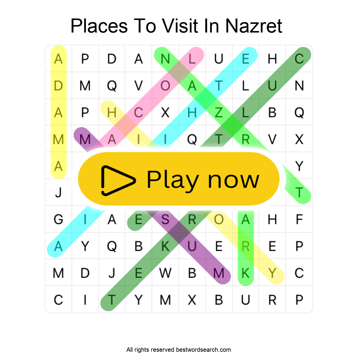 Places to Visit in Nazret | Places to visit Word Search