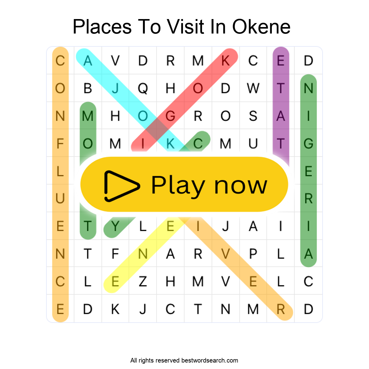 Places to Visit in Okene | Places to visit Word Search