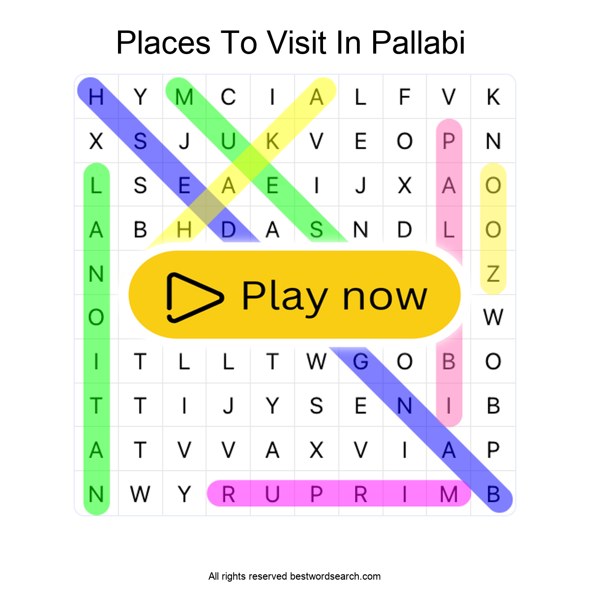 Places to Visit in Pallabi | Places to visit Word Search