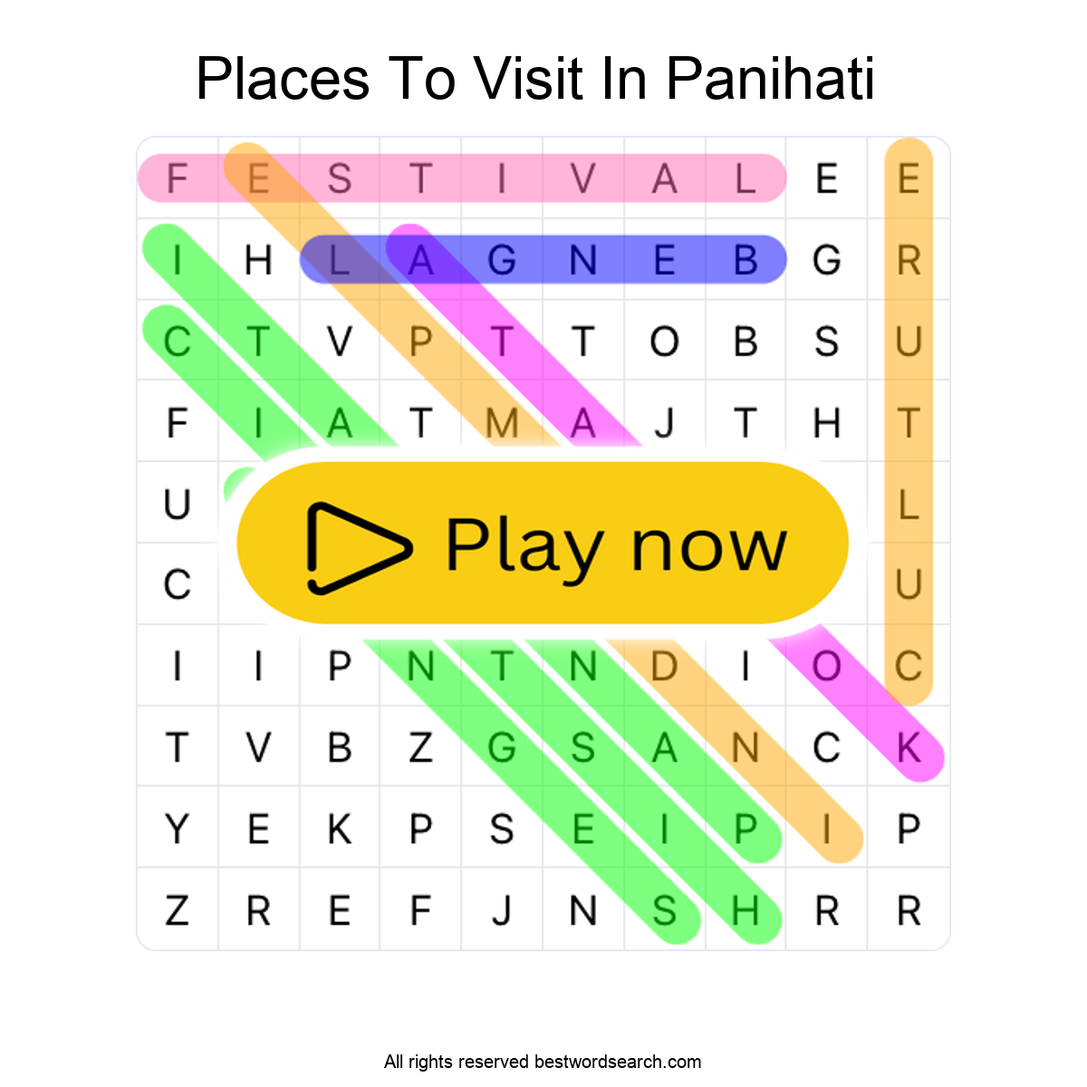 Places to Visit in Panihati | Places to visit Word Search