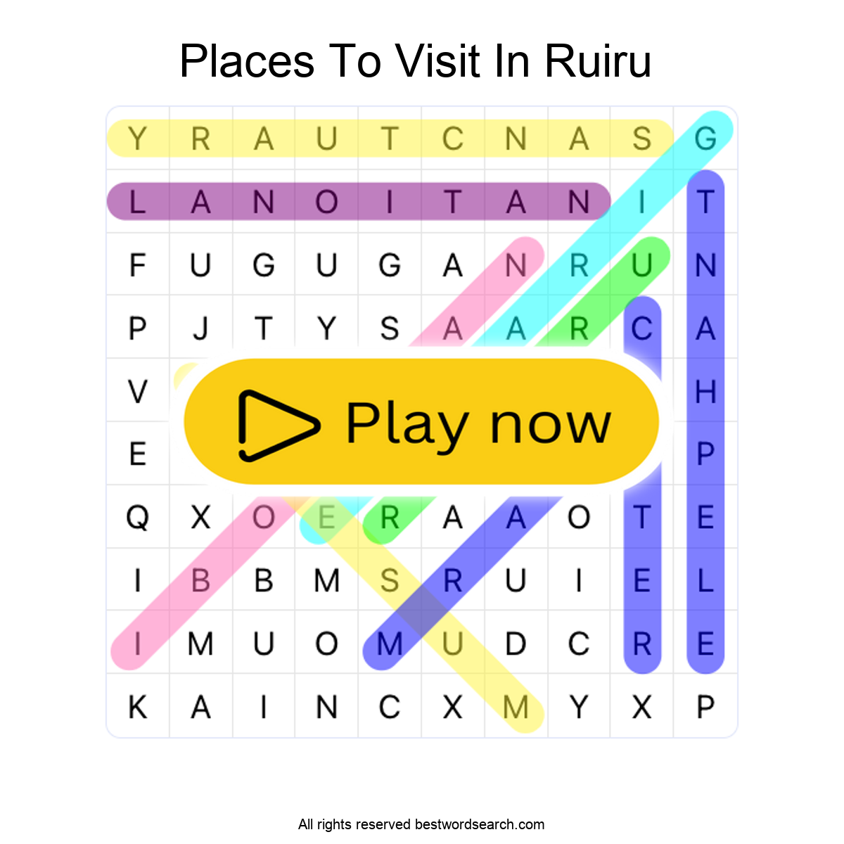 Places to Visit in Ruiru | Places to visit Word Search