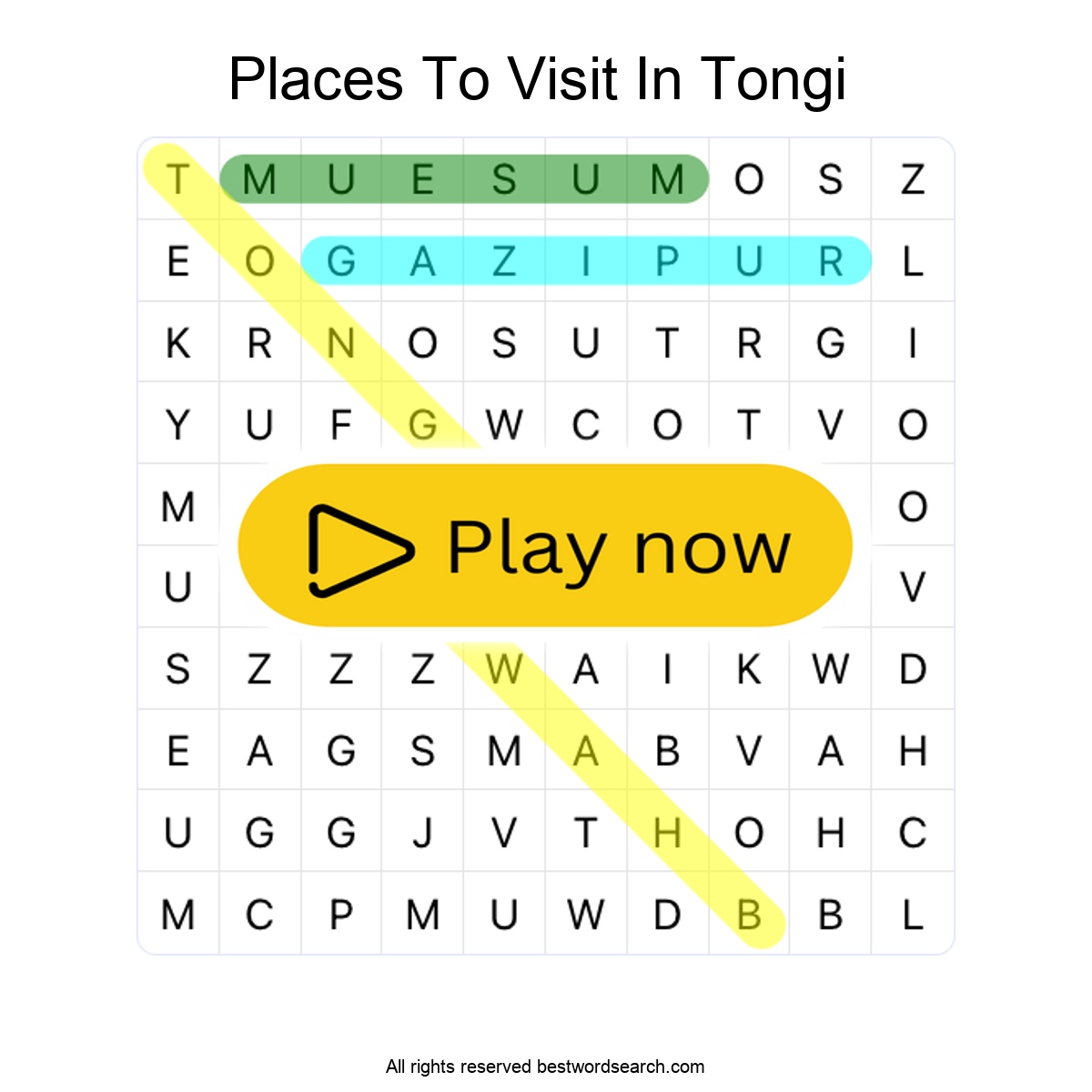 Places to Visit in Tongi | Places to visit Word Search