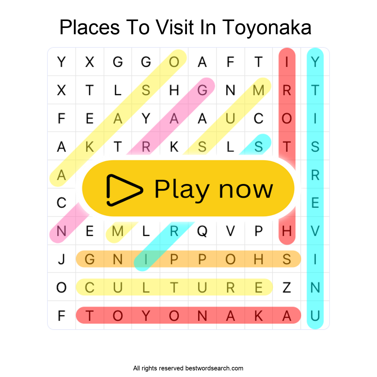 Places to Visit in Toyonaka | Places to visit Word Search