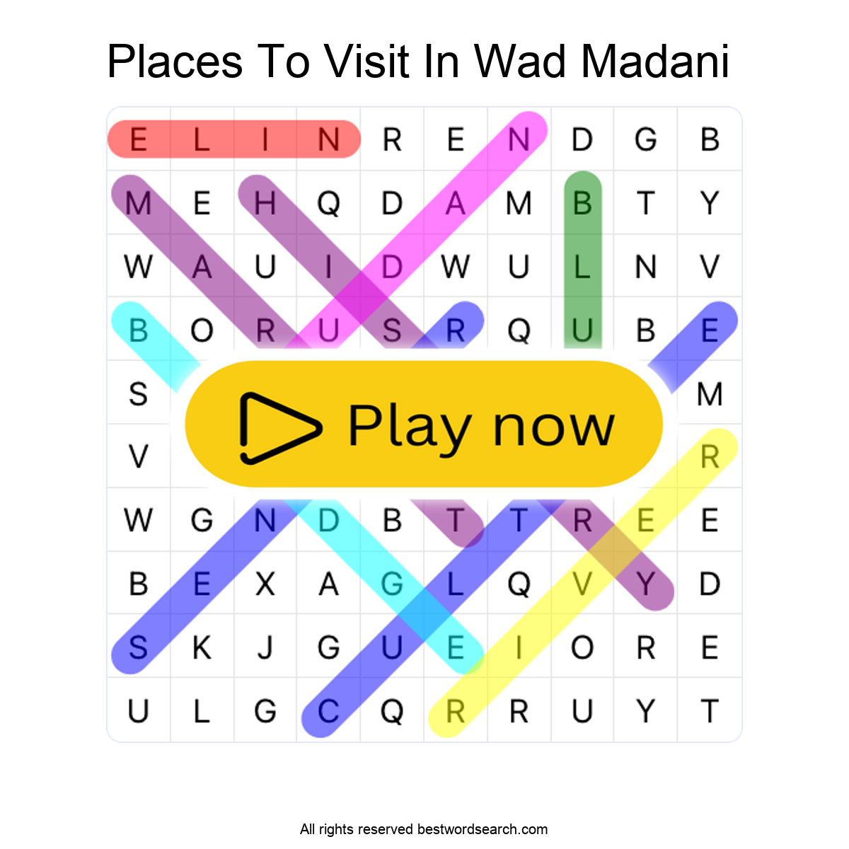 Places to Visit in Wad Madani | Places to visit Word Search