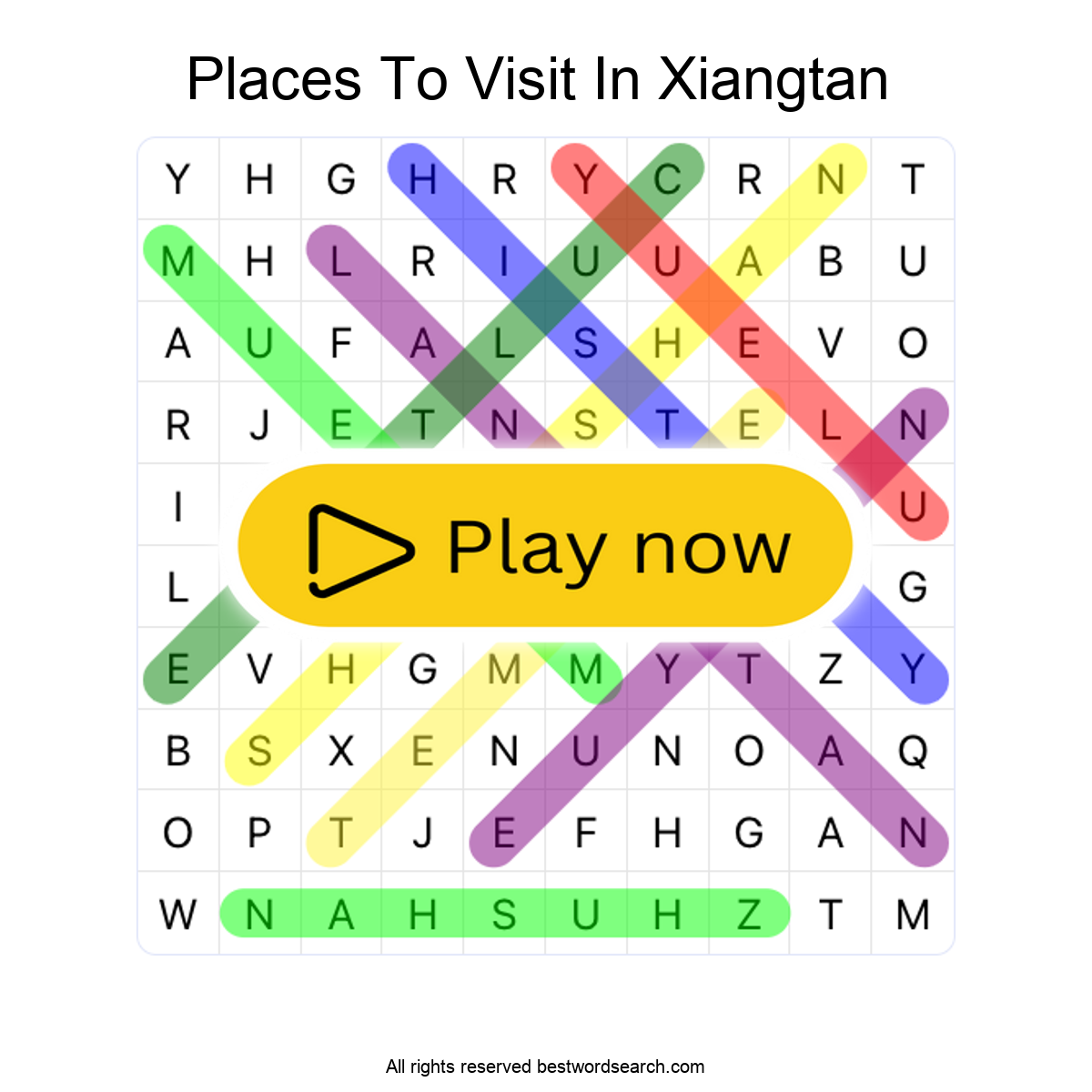 Places to Visit in Xiangtan | Places to visit Word Search