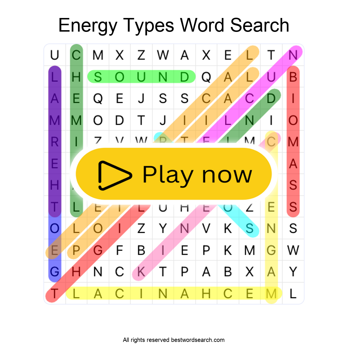 Energy Types | Science Word Search