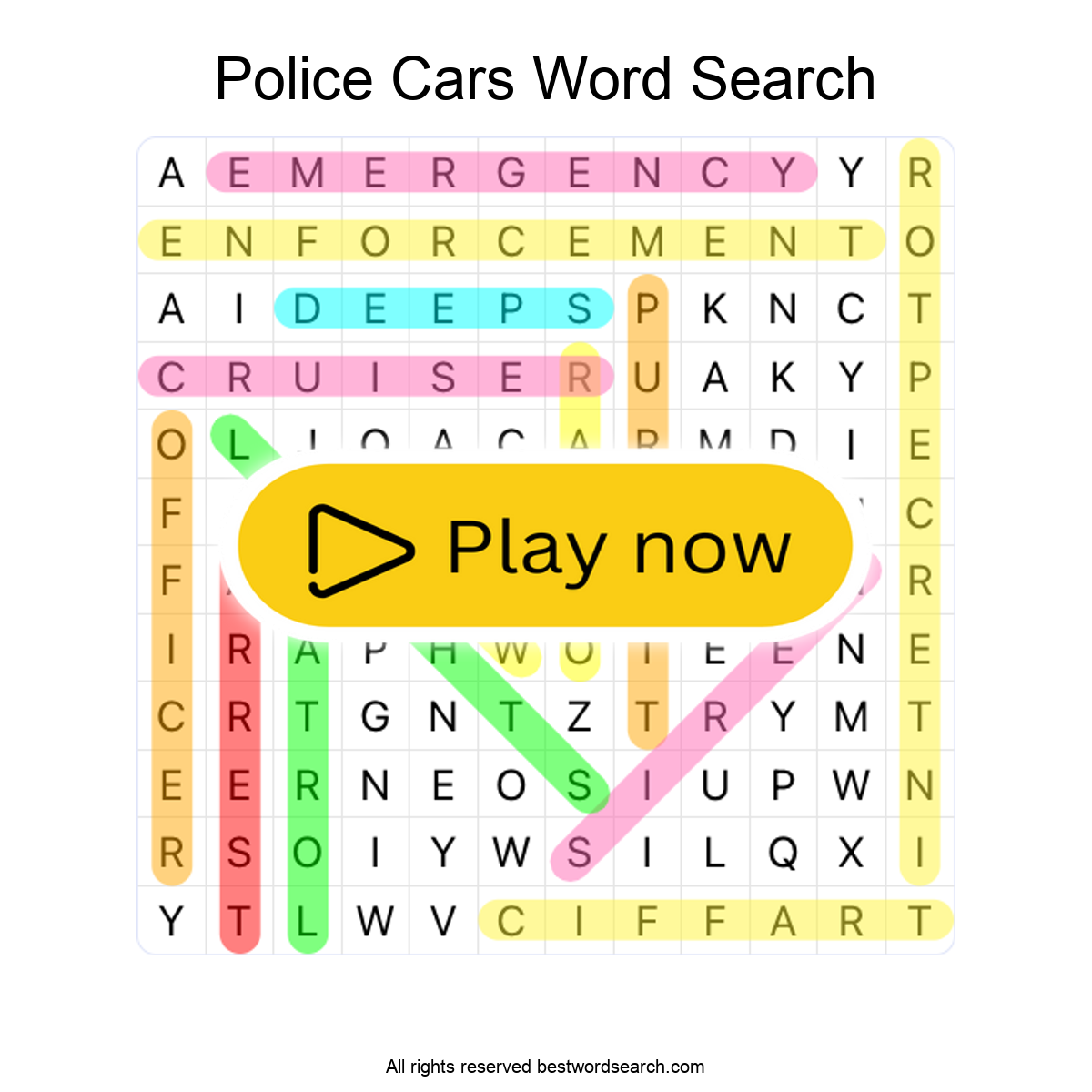 Police Cars | Transportation Word Search